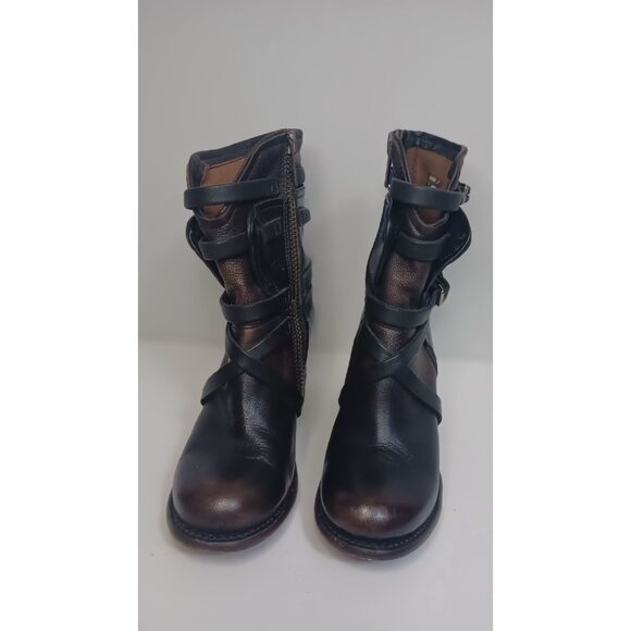 freebird | Shoes | Freebird 7 Baker Brown Strap Biker Boho Heeled ...